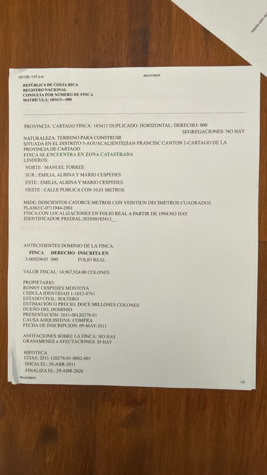 Se vende Lote, Cartago, Residencial Cartago, La Pitahaya. | Hábita CR